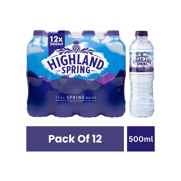 Highland Spring Still Spring Water 12 x 500ml – Saras Foods UK