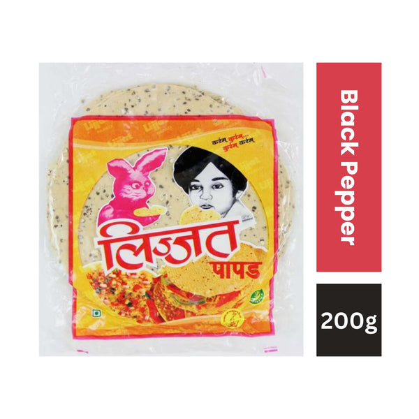 Lijjat Black Pepper Papad 200G – Saras Foods UK