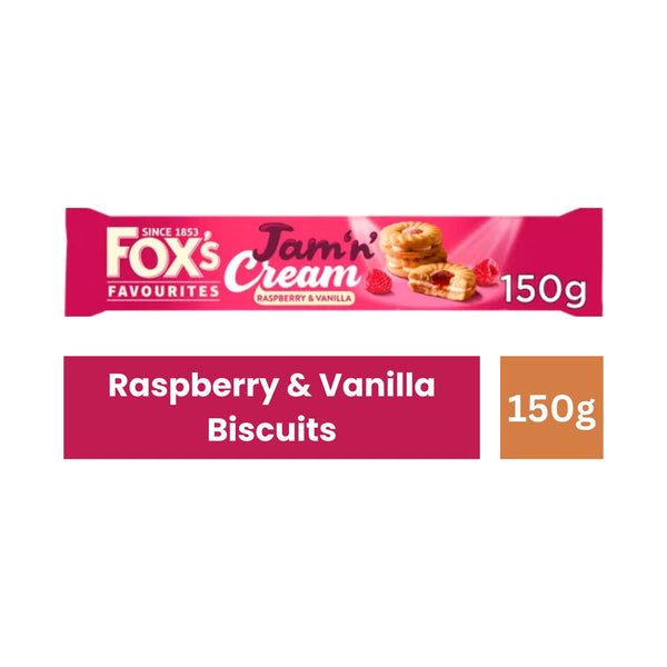 Fox's Favourites Jam 'n' Cream Raspberry & Vanilla Biscuits 150g ...