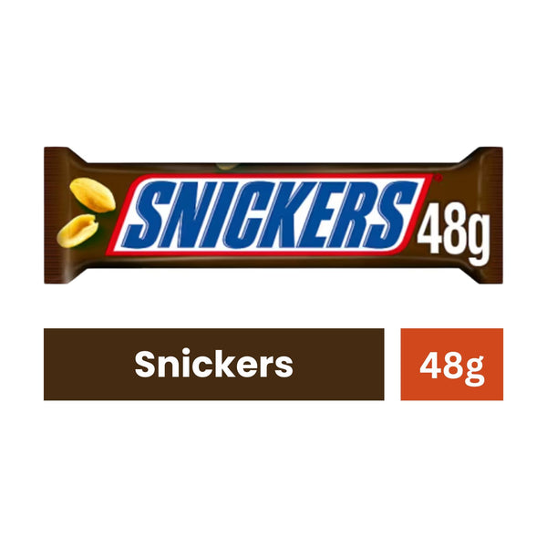 Snickers Caramel, Nougat, Peanuts & Milk Chocolate Snack Bar - 48g ...