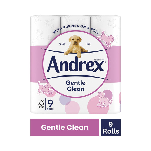 Andrex Gentle Clean Toilet Tissue,9 Rolls – Saras Foods UK